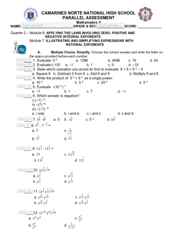 PA GRADE 9 Module 6 7 Interactive Worksheet – Edform