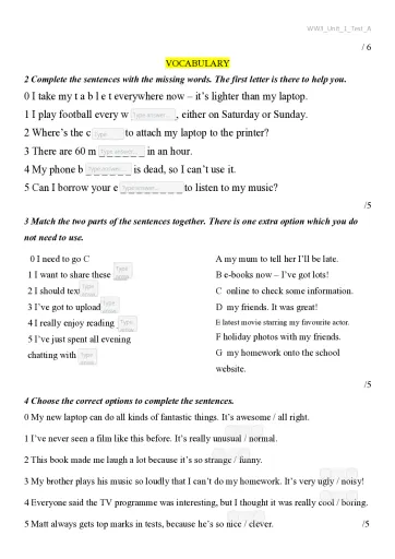 UNIT 5 WHAT YOU KNOW & VOCABULARY Interactive Worksheet – Edform