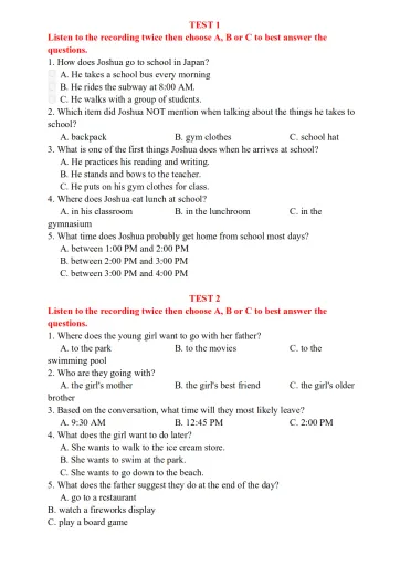 Listening Test Book 3 Interactive Worksheet – Edform