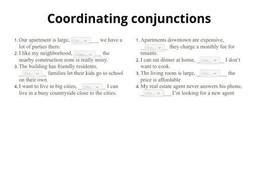 Coordinating conjunctions Interactive Worksheet – Edform