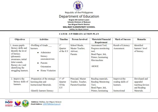 ACTION PLAN CATCH UP FRIDAY Interactive Worksheet – Edform