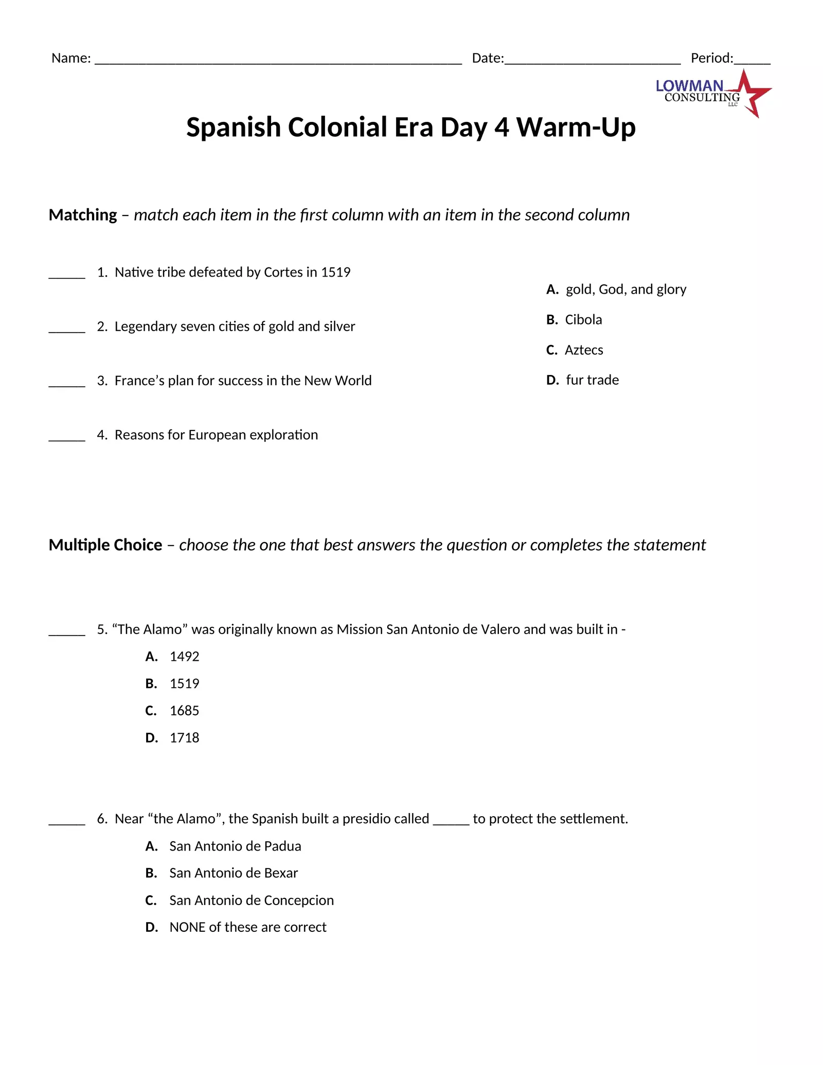 Spain Worksheets