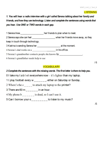 Ww3 Unit1 Test A Edform Interactive Worksheet Edform 5918