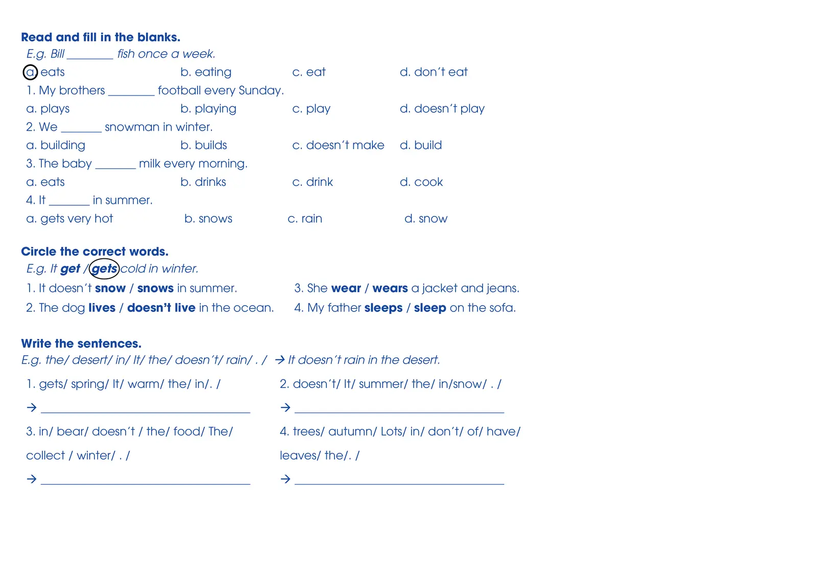 Online grammar present simple Interactive Worksheet – Edform