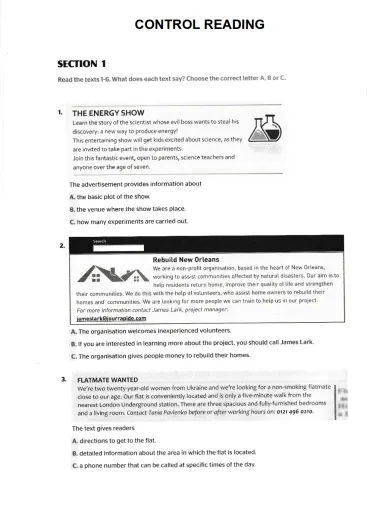 Control reading 11th form Interactive Worksheet – Edform