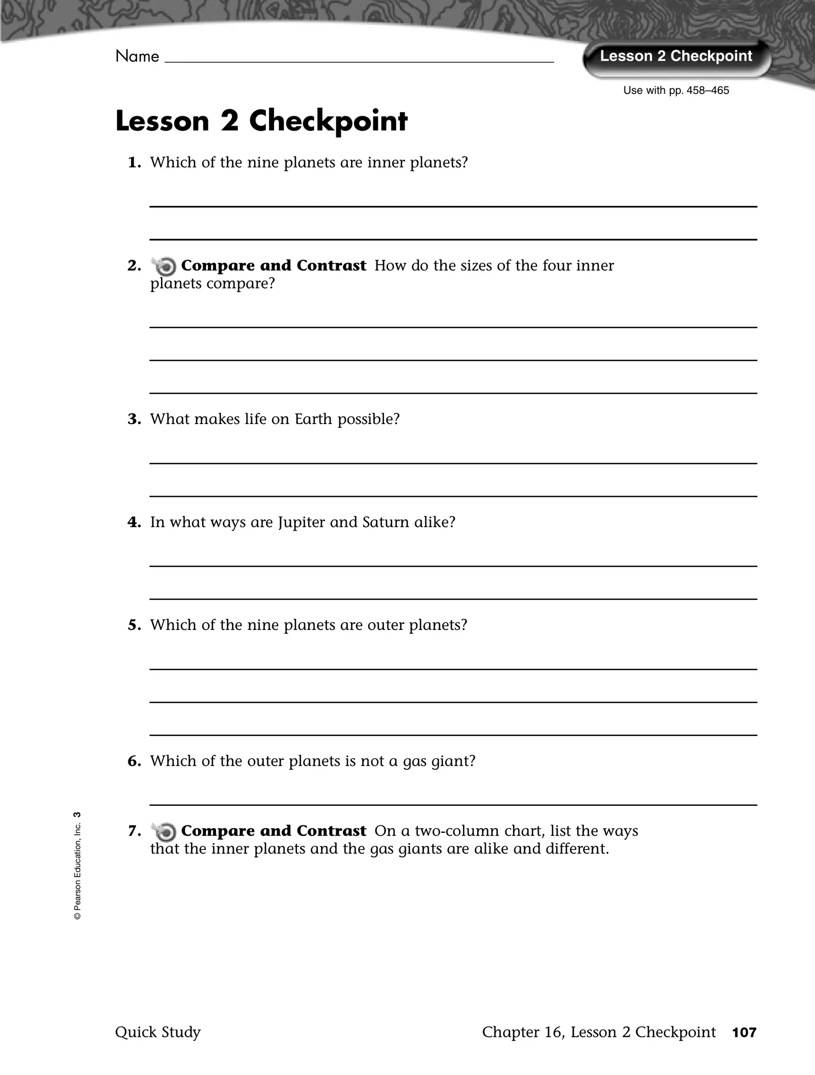 Inner And Outer Planets Compare And Contrast