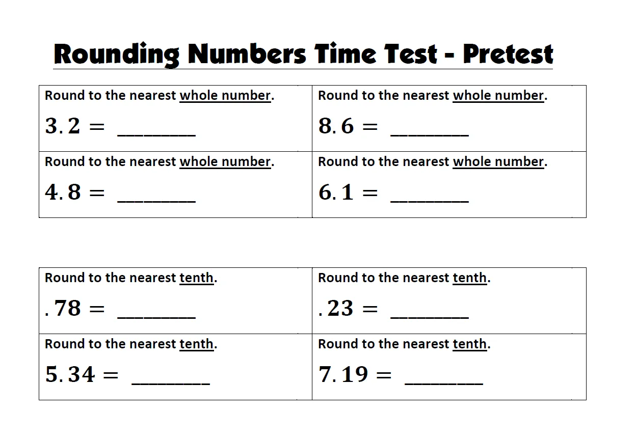Rounding Numbers Time Test Pretest Interactive Worksheet – Edform