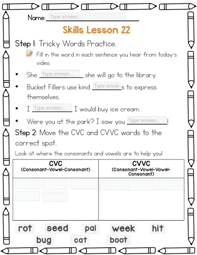 Skills Lesson 22 Interactive Worksheet – Edform