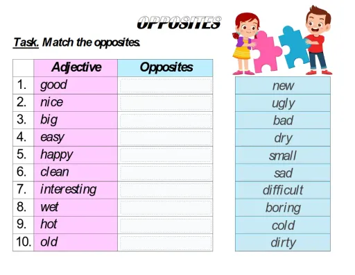 4 form. Opposites. Interactive Worksheet – Edform