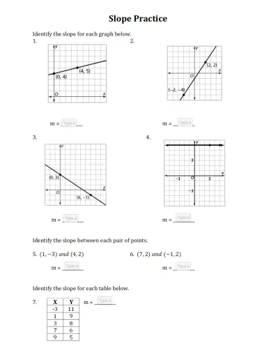 Slope Practice HW Interactive Worksheet – Edform