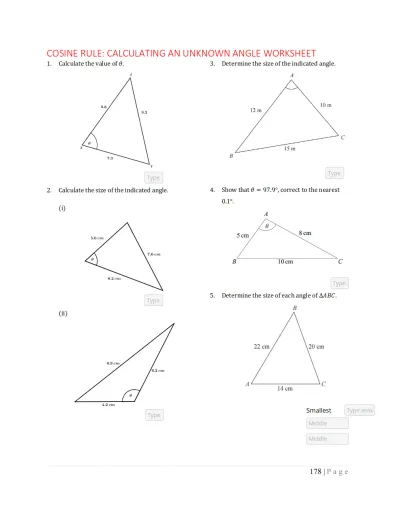 Cosine Rule (Unknown Angles) Worksheet Interactive Worksheet – Edform