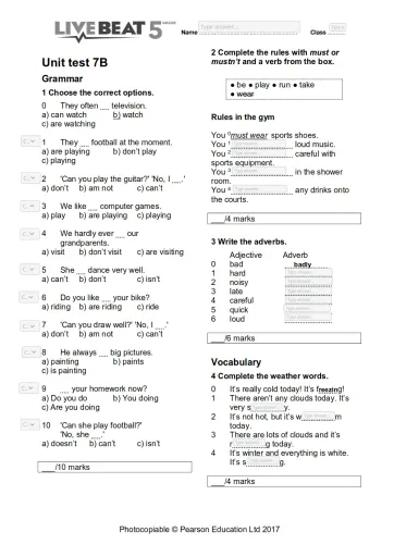 LB 5th Unit test 07B Interactive Worksheet – Edform