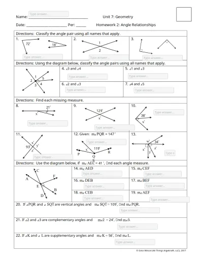 Geometry Angles Relationships