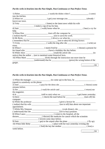 Past SImple versus Past Perfect Interactive Worksheet – Edform