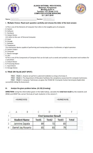 SUMMATIVE 1 QUARTER 3 - TLE Interactive Worksheet – Edform