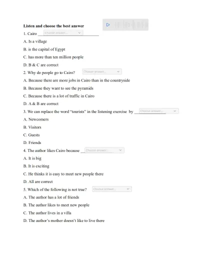 Listening City life Interactive Worksheet – Edform