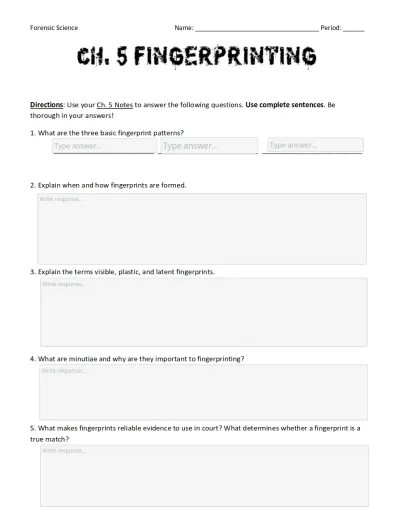 Fingerprints Review Interactive Worksheet – Edform