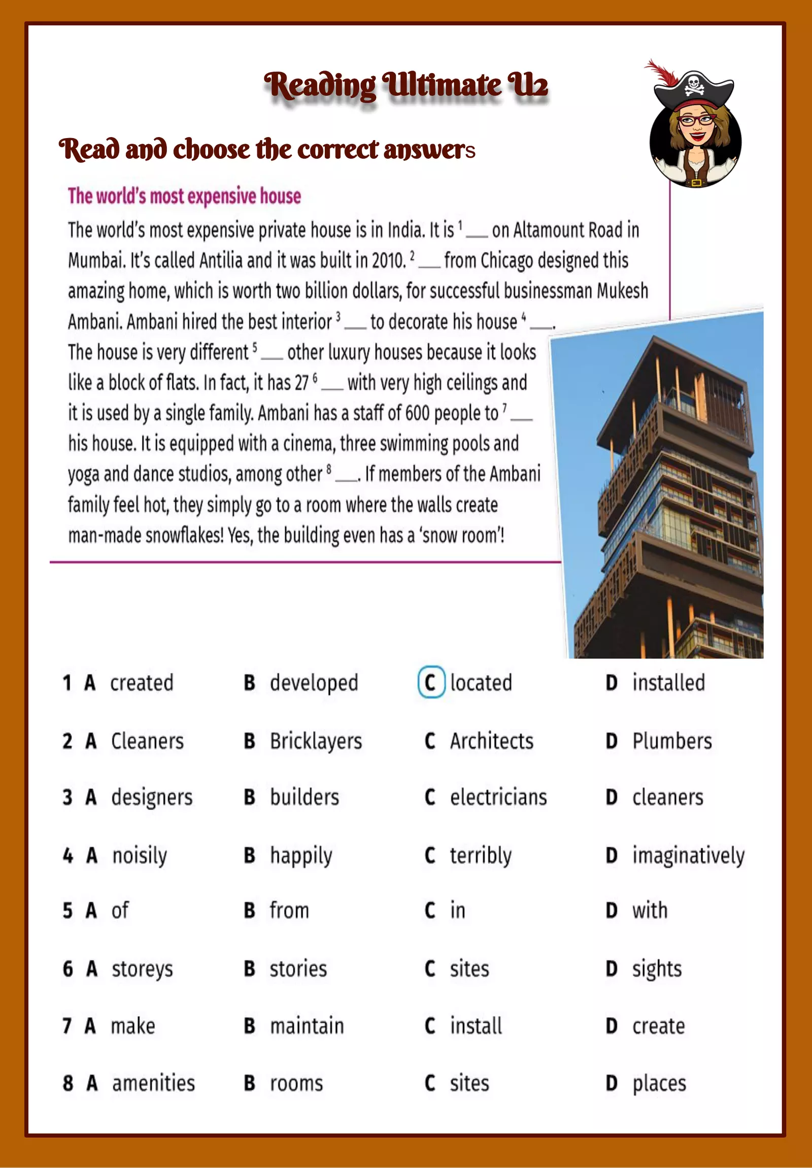 ULtimate B1 reading exercise U2 Interactive Worksheet – Edform