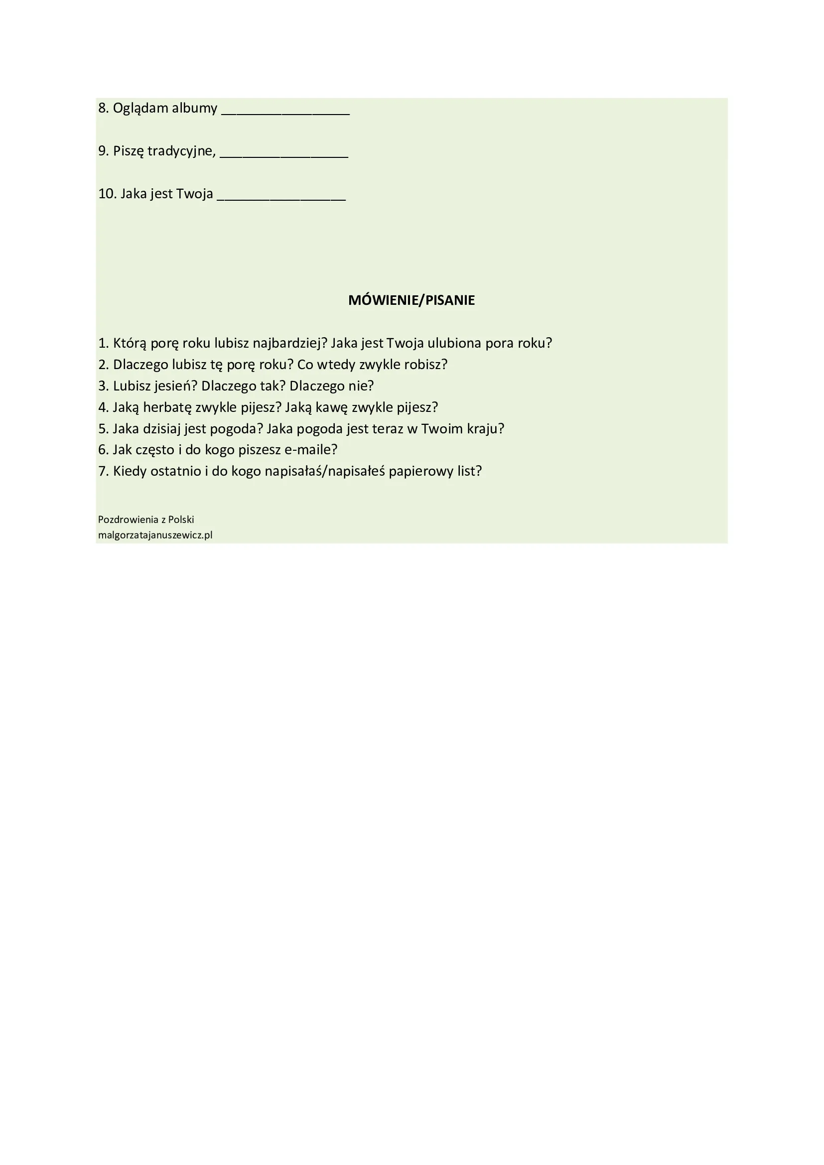 L15 Moja ulubiona pora roku Interactive Worksheet – Edform