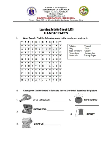 HANDICRAFTS Interactive Worksheet – Edform