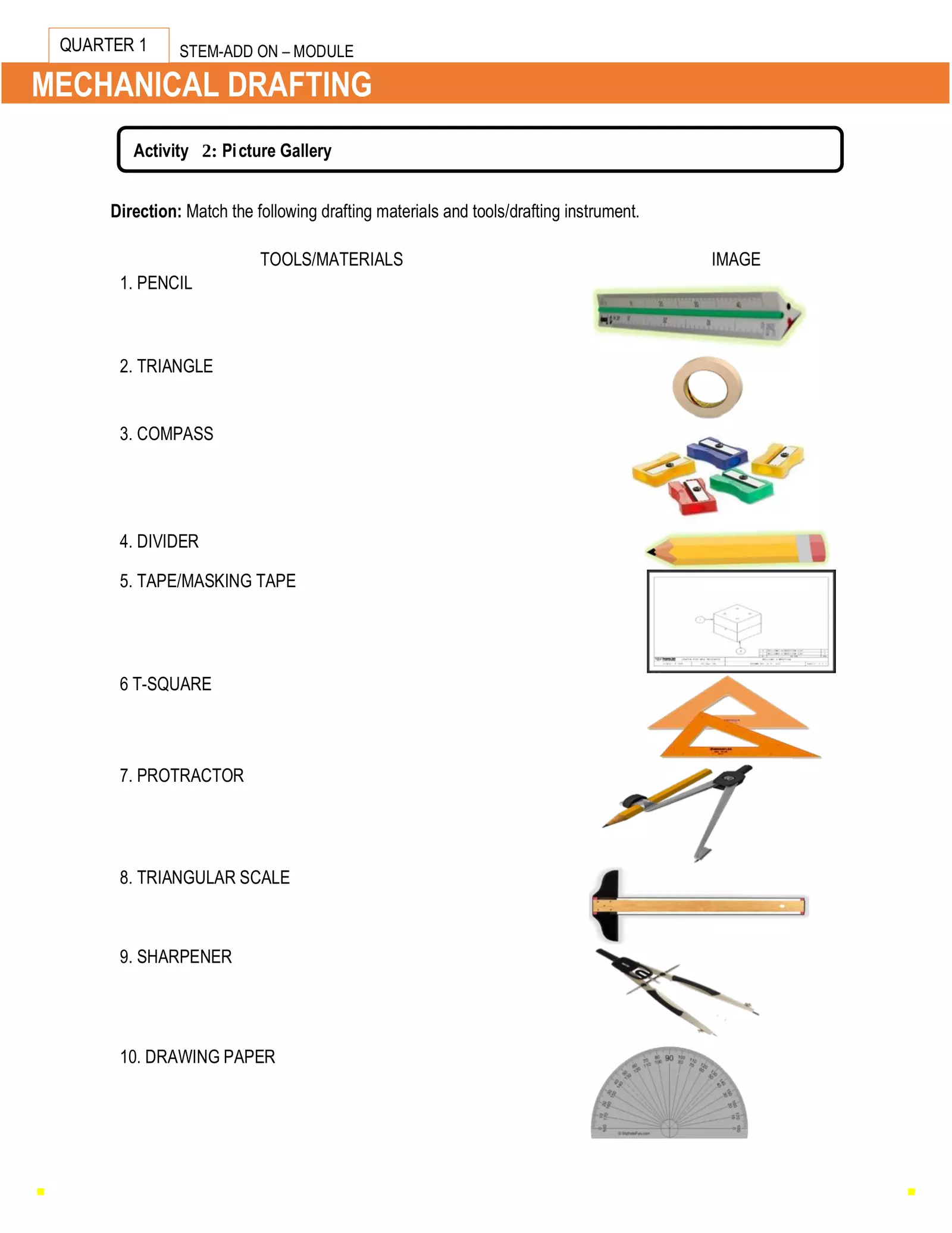 Drafting Tools With Names