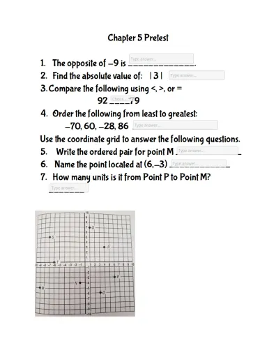 Chapter 5 Pre Test (1) Interactive Worksheet – Edform
