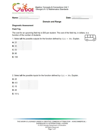 Domain and Range Algebra Review Interactive Worksheet – Edform