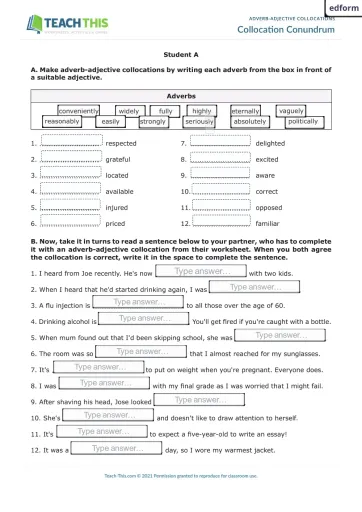 Print Collocations Upper Intermediate – Edform Interactive Worksheet ...