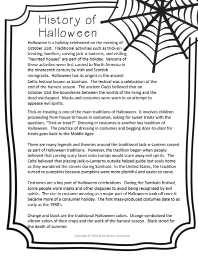 History of Halloween Interactive Worksheet – Edform