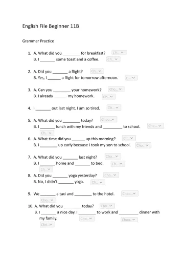 11B Grammar Practice Interactive Worksheet – Edform