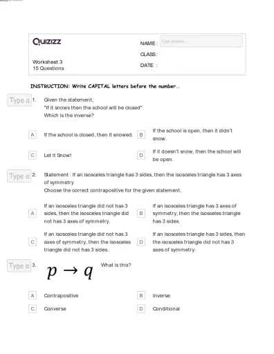 Converse Inverse Contrapositive Worksheet With Answers CONVERSE