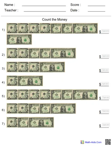 Money bills us Interactive Worksheet – Edform