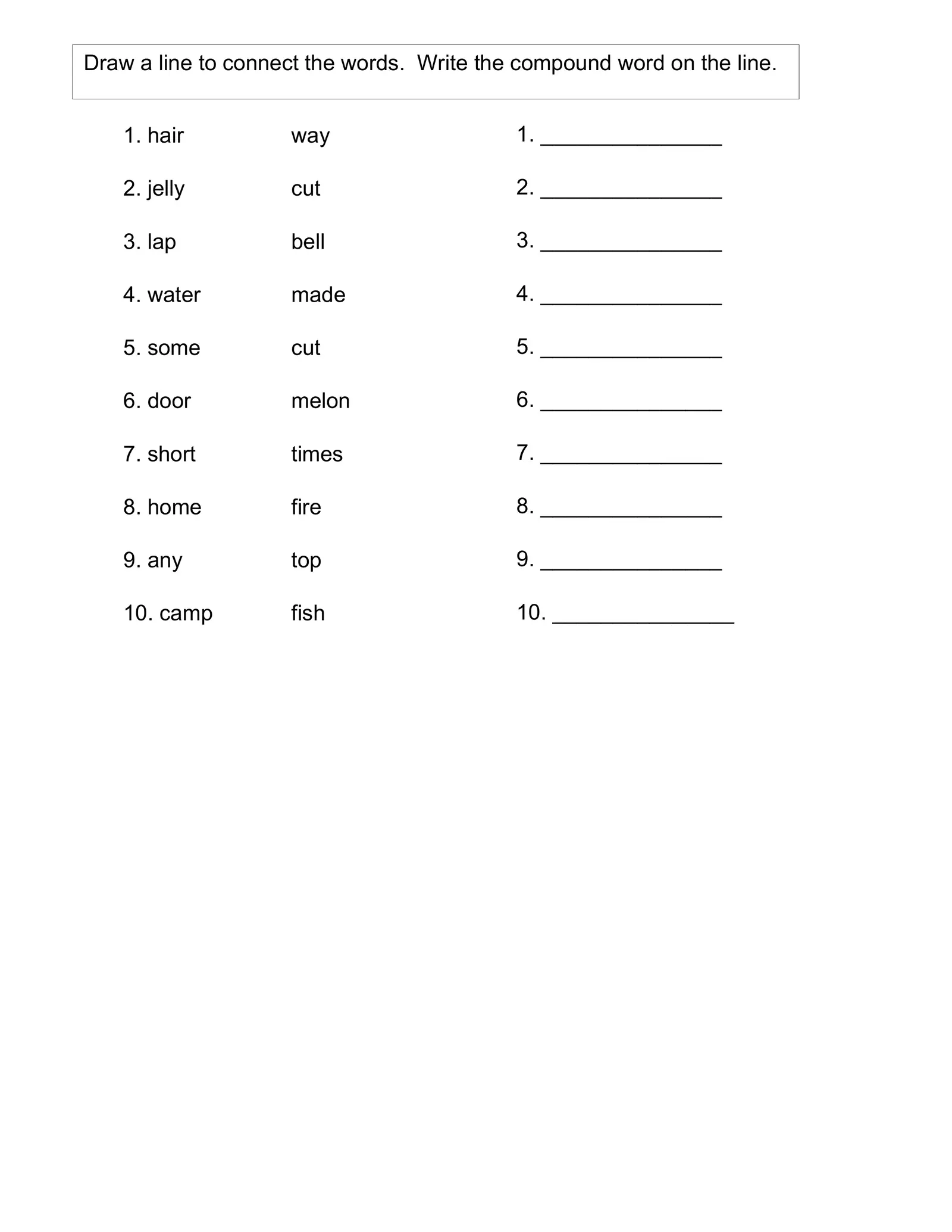 Compound Words Matching Worksheet Compound Words (1) Word Classes By