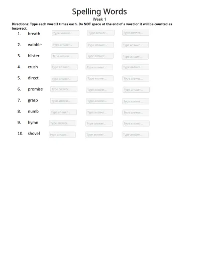 Typing Week 1 - Mod 1 Wk 1 - 10 Interactive Worksheet – Edform