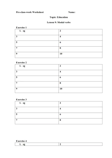 Lesson 9 - Modal verbs - Preclass worksheet Interactive Worksheet – Edform