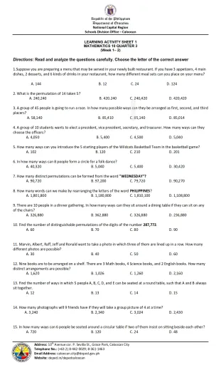 Math 10 LAS 1 Quarter 3 week 1 2 PDF Interactive Worksheet – Edform