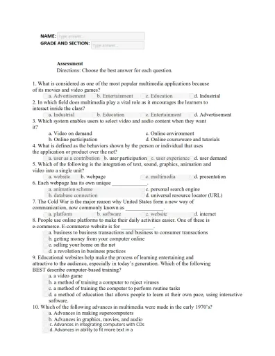 Assessment_Multimedia&ICT Interactive Worksheet – Edform