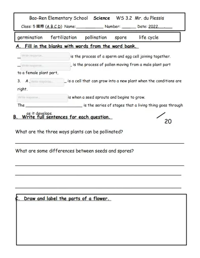 Grade 5 Faith Science WS#3.2 Interactive Worksheet – Edform