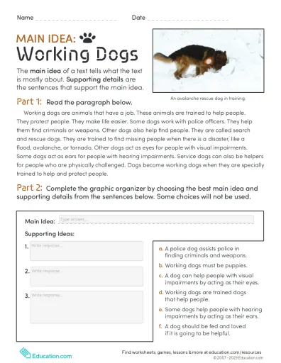 11/6/23 - Main Idea Interactive Worksheet – Edform