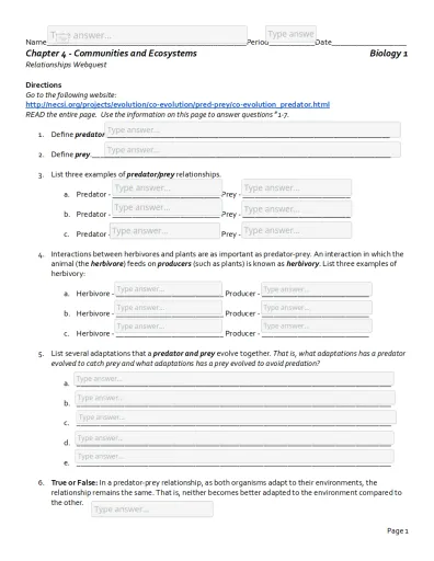 Relationships Webquest - Bio 1 Interactive Worksheet – Edform