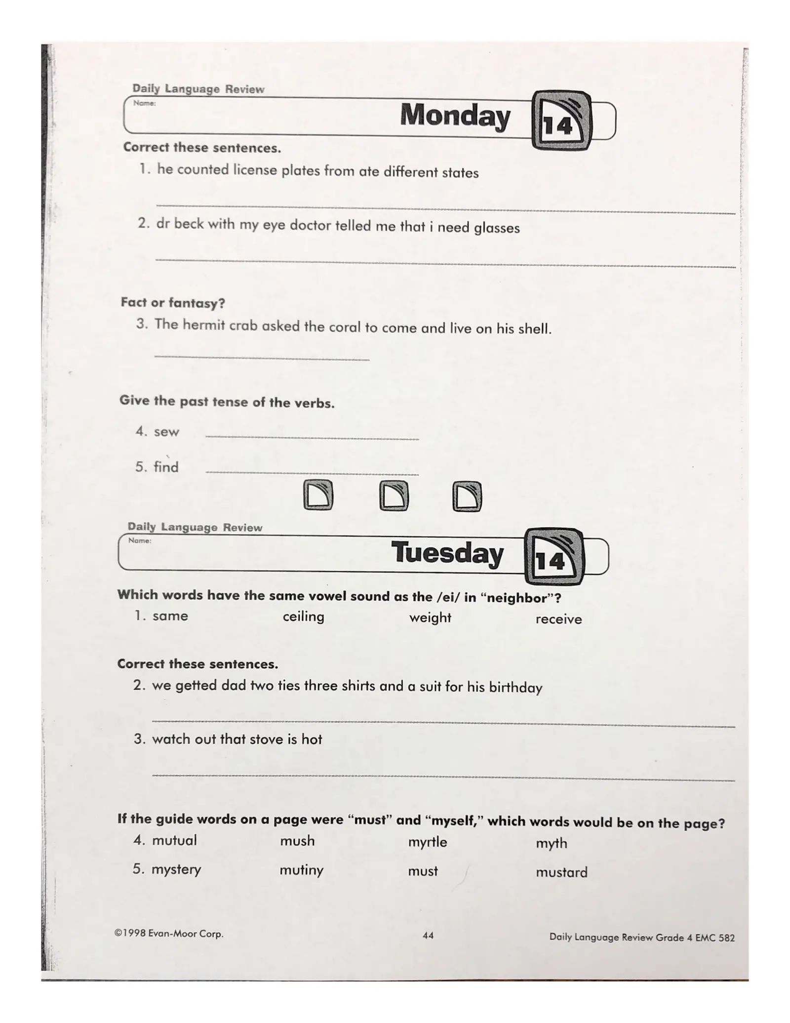 Daily Language Review Grade 3