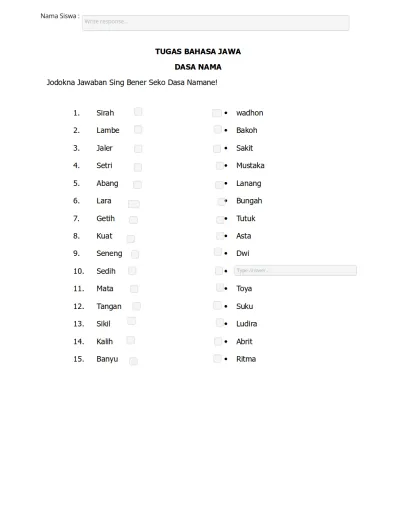 TUGAS BAHASA JAWA Interactive Worksheet – Edform