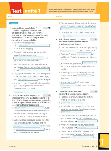 Test Unite1B2 Interactive Worksheet – Edform