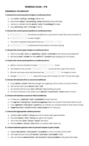 REMEDIAL EXAM Interactive Worksheet – Edform