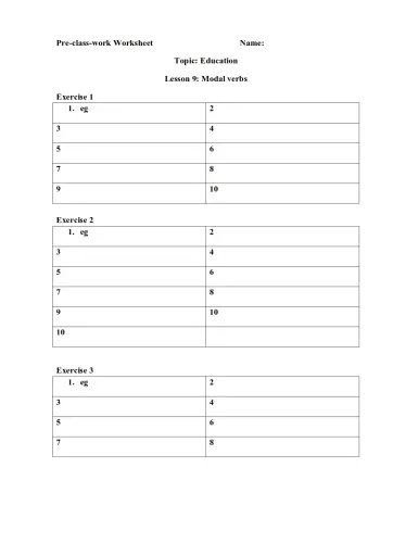 Lesson 9: Modal verbs - Preclass worksheet Interactive Worksheet – Edform
