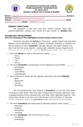 QUARTER 3 EXAM Interactive Worksheet – Edform