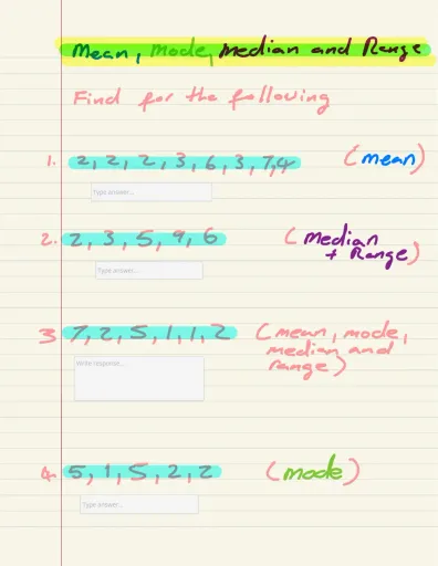 Mean, mode, median, range Interactive Worksheet – Edform