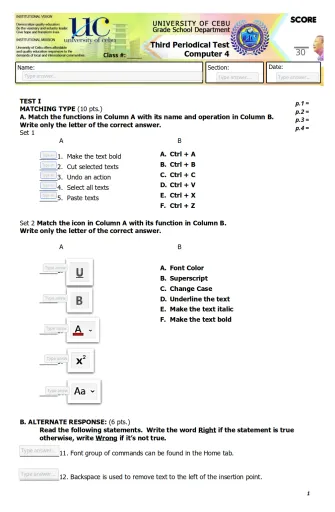 Computer Worksheets For 4th Grade Computer Worksheets Grade 2 | PDF