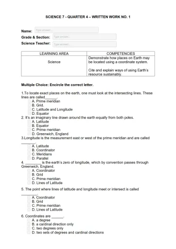 Q4 WRITTEN WORK 1 Interactive Worksheet – Edform