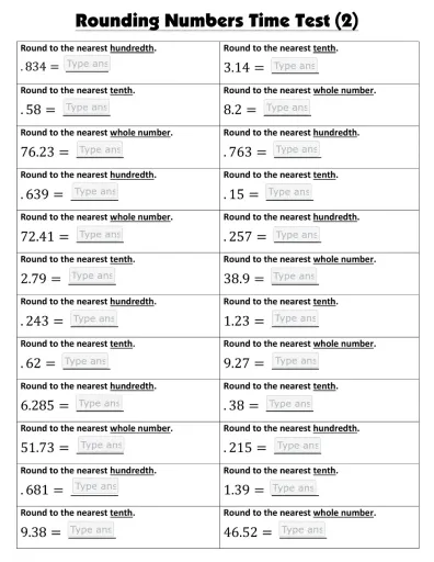 ## Rounding Numbers Time Test (2) ## Interactive Worksheet – Edform